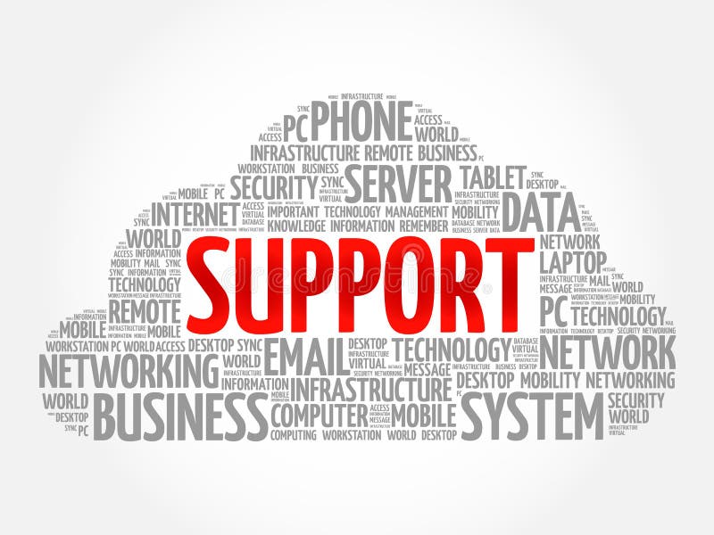 Support word cloud stock illustration. Illustration of computer - 206260833