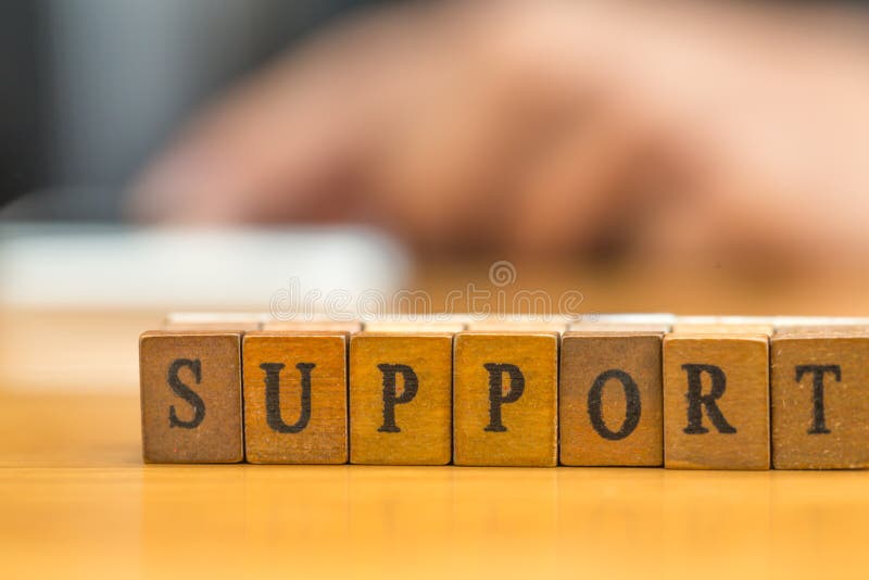 Support. Word Written on Wood Block Stock Image - Image of wood ...
