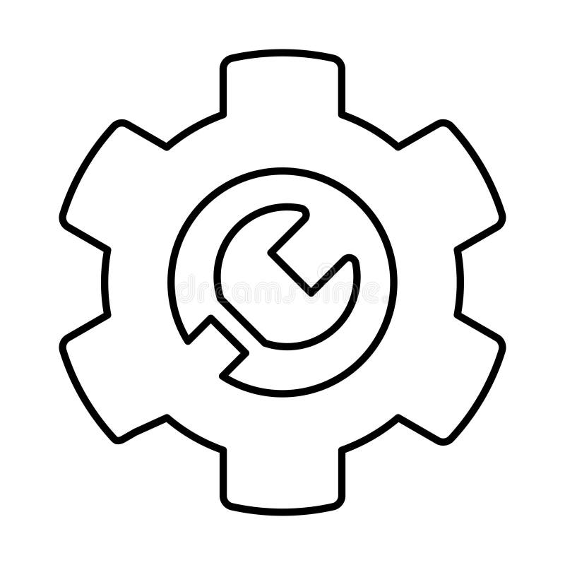 Support Wrench Cog Icon stock vector. Illustration of design - 198761639