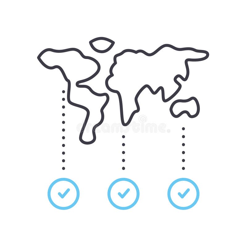 Supported Countries Line Icon, Outline Symbol, Vector Illustration ...