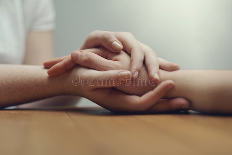Supporting a Dear Friend. Two People Holding Hands in Comfort. Stock ...