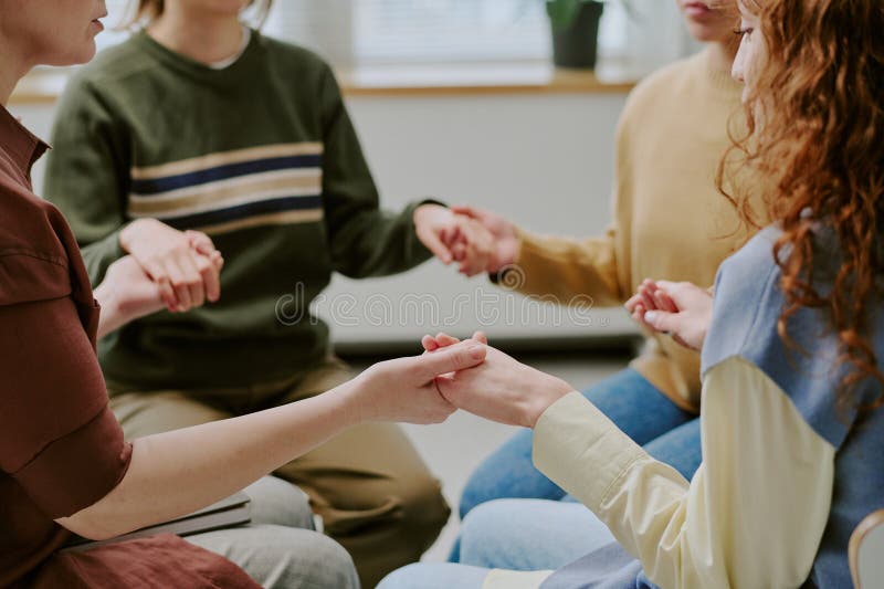 Supporting Each Other in Group Therapy Session Stock Image - Image of ...