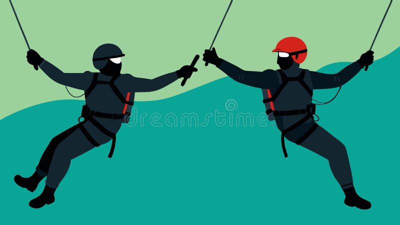 Supporting Each Other Two SWAT Officers Rappelling Side by Side ...