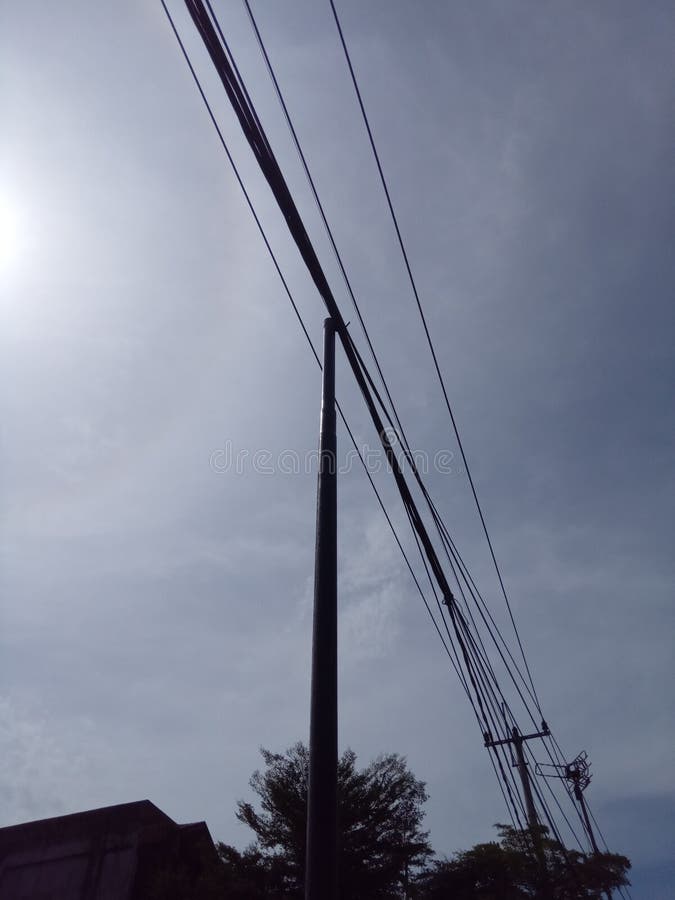 Supporting Poles for Electric Cables and Telephone Cables Stock Image ...