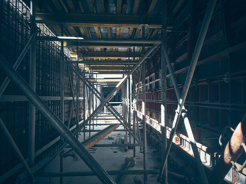 Formwork and Metal Scaffoldings at Construction Site Stock Image ...