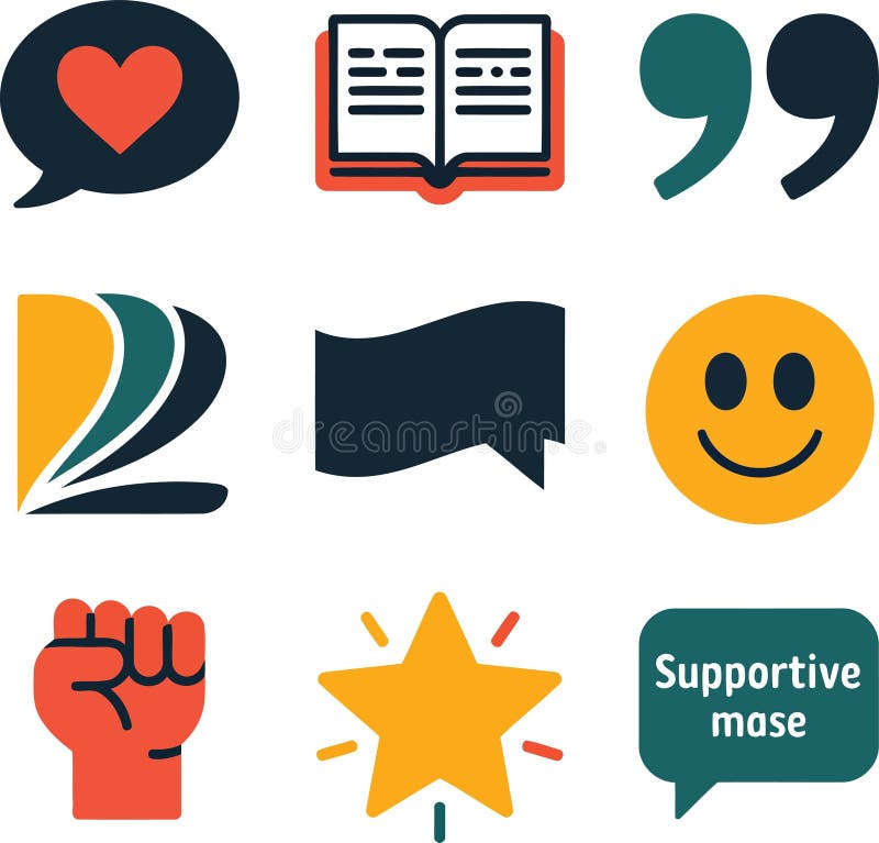 Supportive Community and Communication Icons Set with Transparent ...