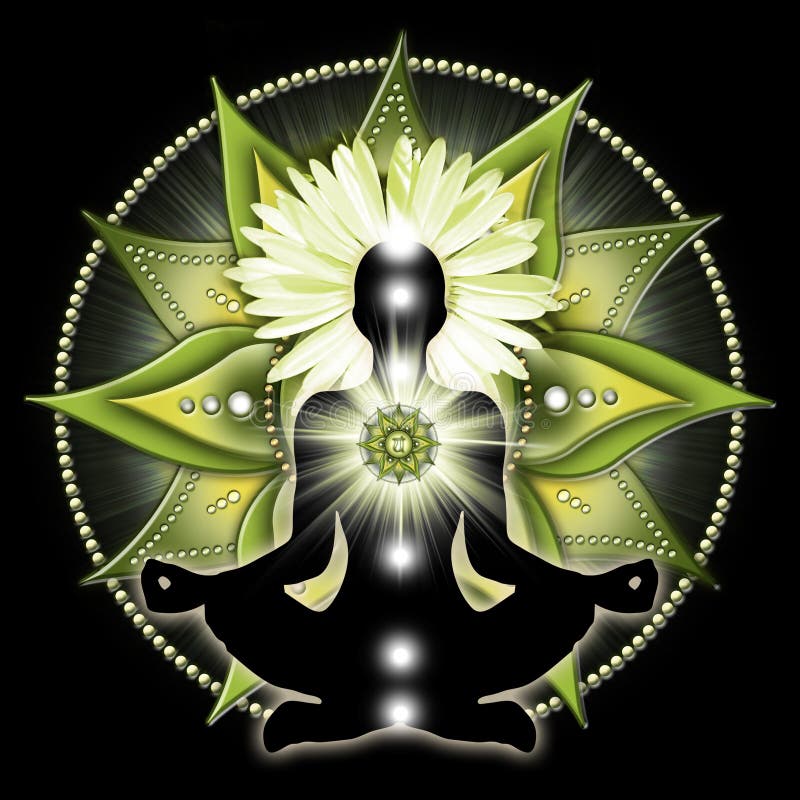Heart Chakra Meditation in Yoga Lotus Pose, in Front of Anahata Chakra ...
