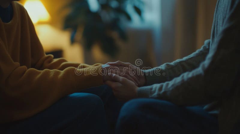 Supportive Friends Holding Hands during Recovery Process Stock ...