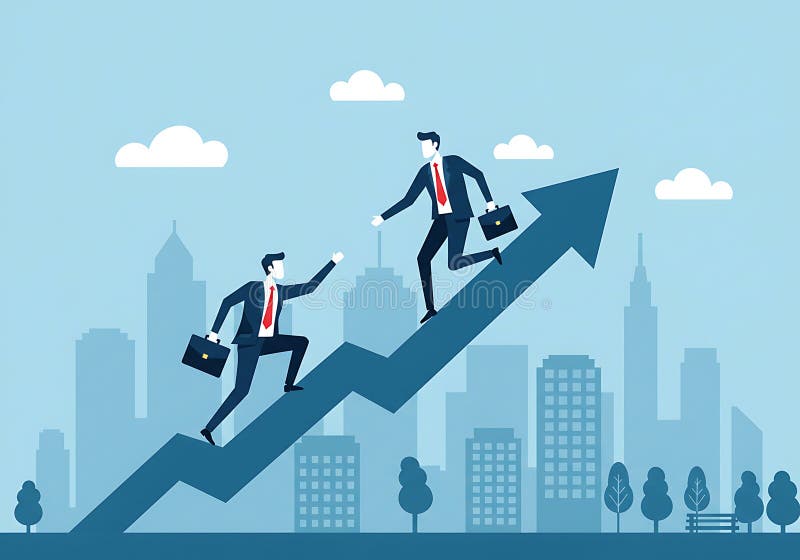 Supportive Hands Uplifting Arrow in City Business Concept Stock ...