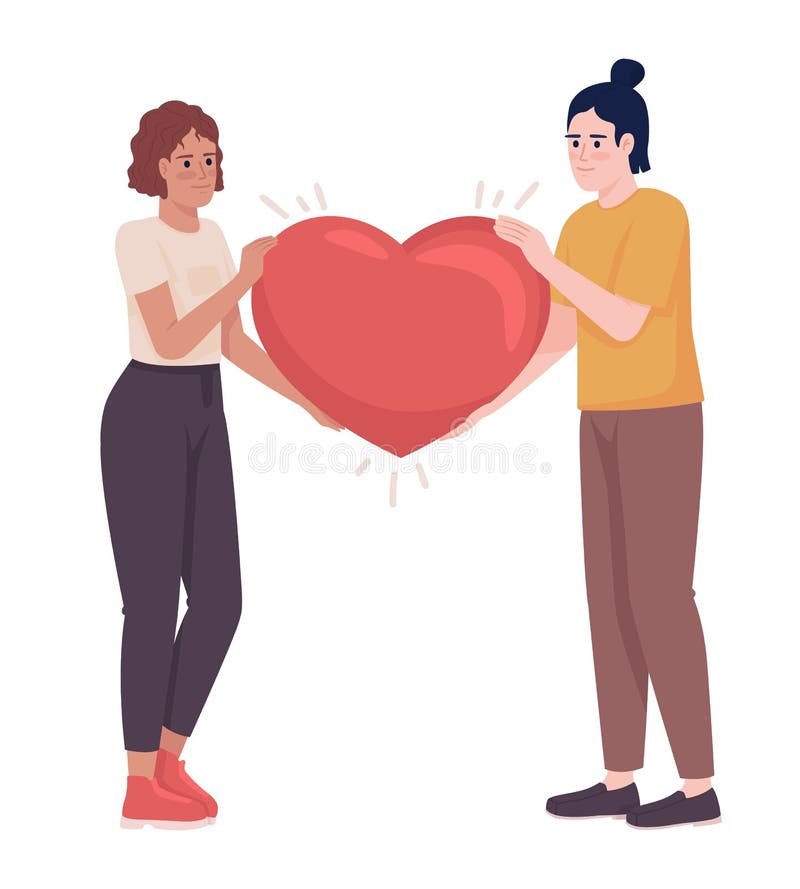 Supportive Relationship Semi Flat Color Vector Characters Stock Vector ...