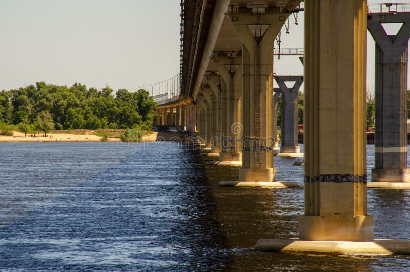 Supports of the Large Bridge Over the River Stock Photo - Image of ...