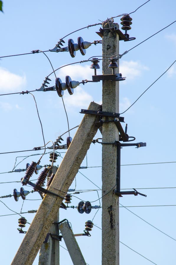 A Transmission Tower Supports Overhead Power Lines Stock Image - Image ...