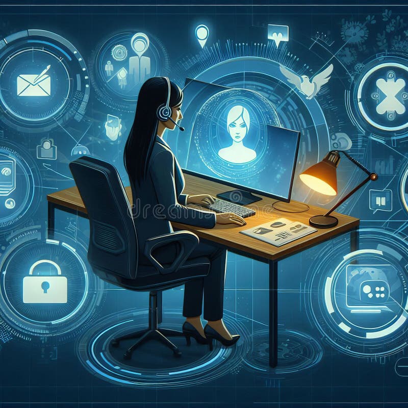 Supports Remote Virtual Assistants with Digital Tools Communicat Stock ...