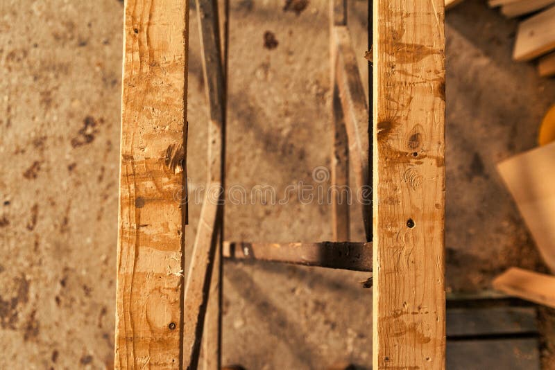 Carpenter S Wooden Supports, Tools, and Structures. Stock Image - Image ...