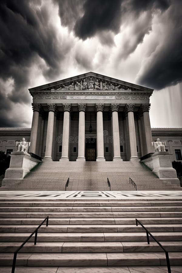 Supreme Court Building with Dramatic Clouds Overhead Stock Illustration ...