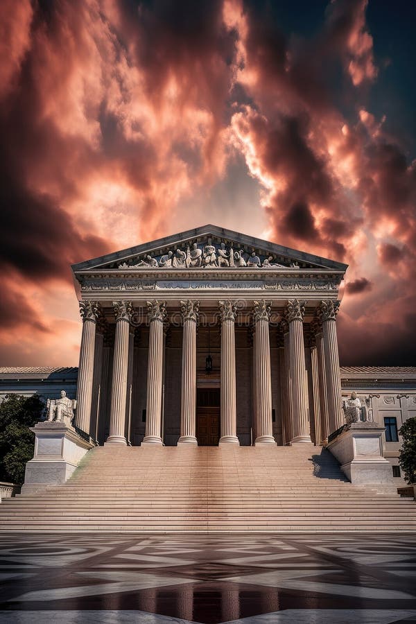 Supreme Court Building with Dramatic Sky Backdrop Stock Illustration ...
