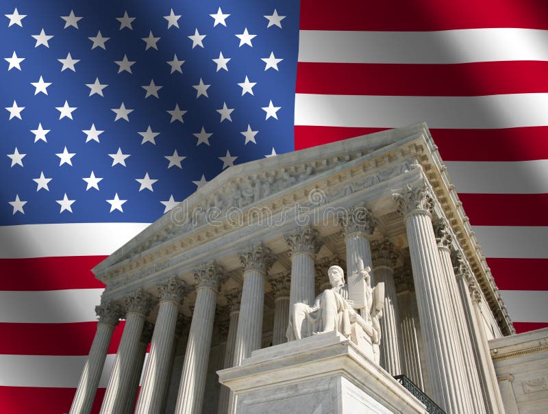 Supreme Court with flag stock illustration. Illustration of rippled ...