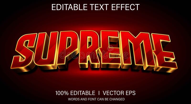 Supreme 3d Vector Text Effect with Modern Style Design Stock Vector ...