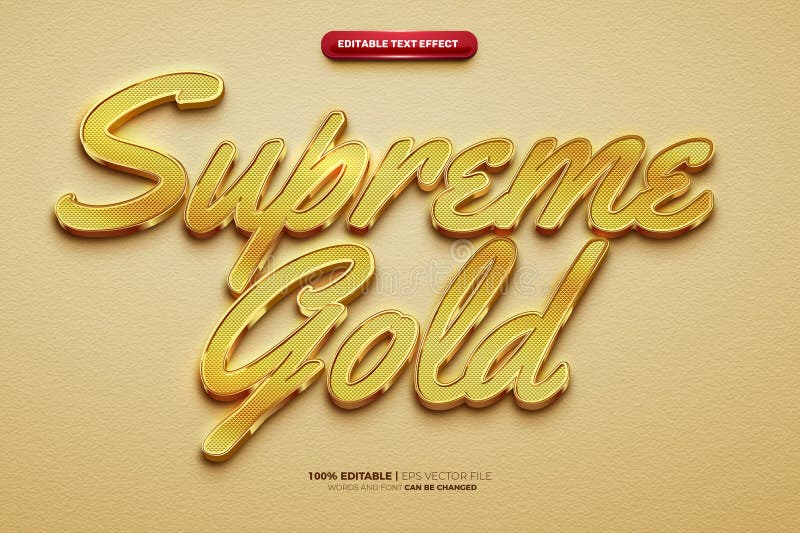 Supreme Gold 3D Editable Text Effect Logo Template Stock Vector ...