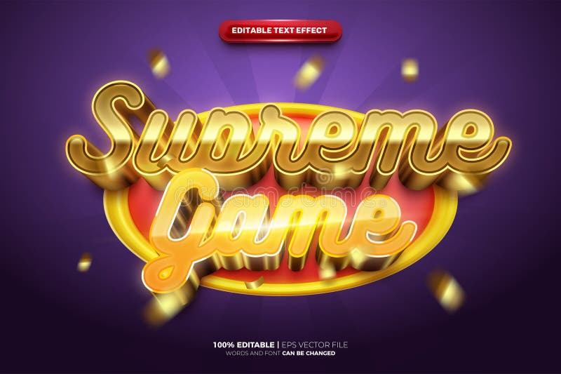 Supreme Gold Game Badge 3D Editable Text Effect Style Stock Vector ...