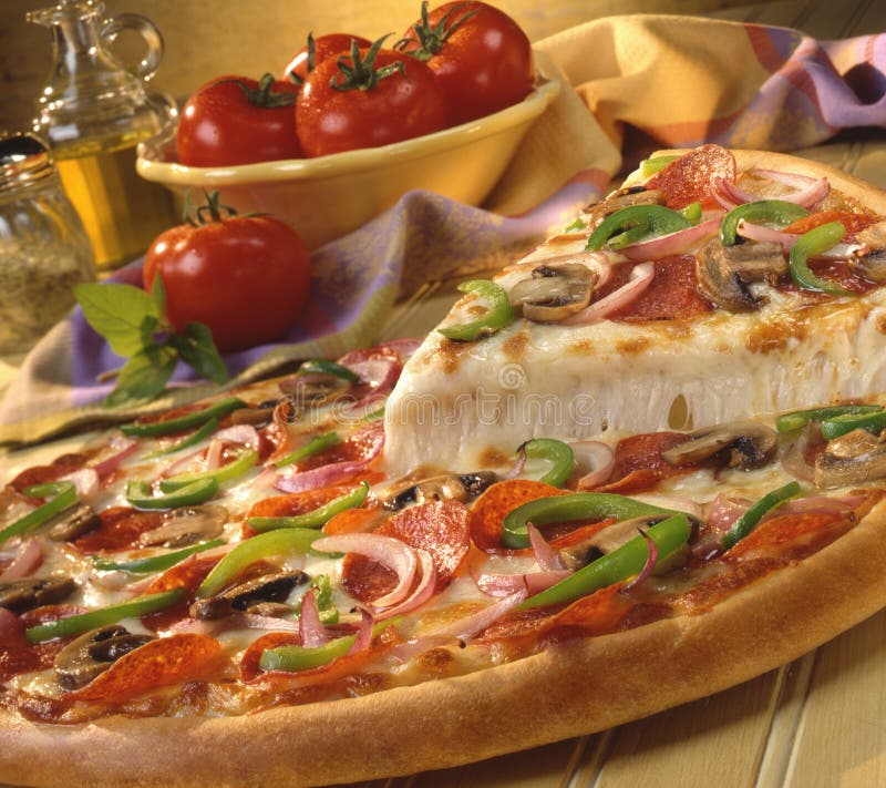 Supreme Pizza stock image. Image of mozzarella, cooked - 11306499