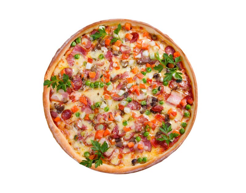 Supreme Pizza isolated o stock image. Image of cooked - 7036593