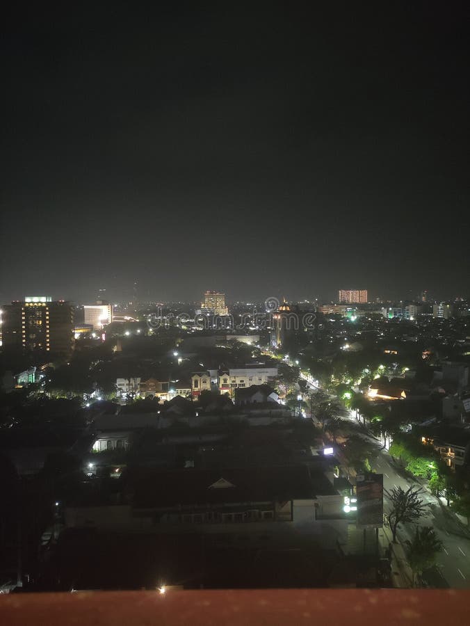 Surabaya Night View on Hotel Window Editorial Photography - Image of ...
