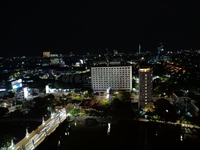 Surabaya view in the night editorial stock image. Image of horizon ...