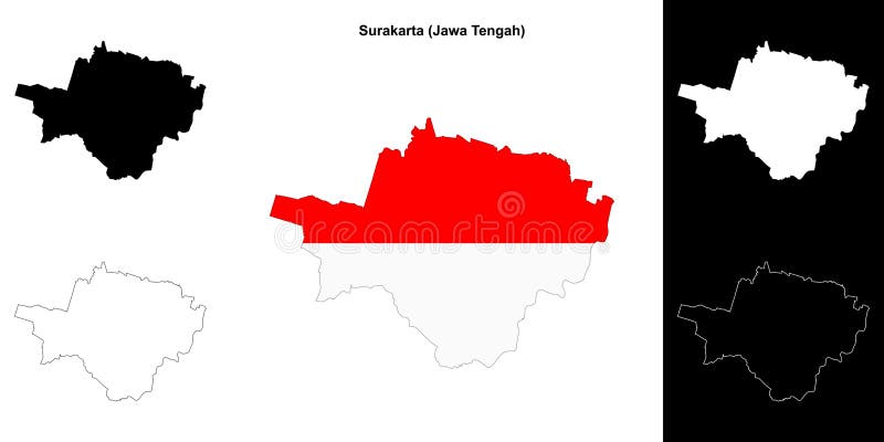 Surakarta outline map stock vector. Illustration of borders - 356965514