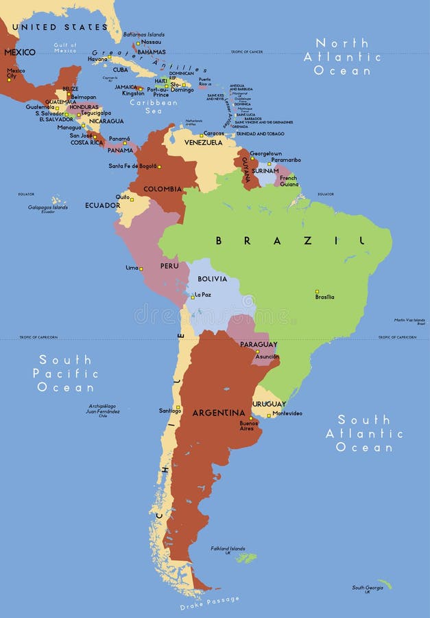 Mapa al sur América-físico ilustración del vector. Ilustración de ...