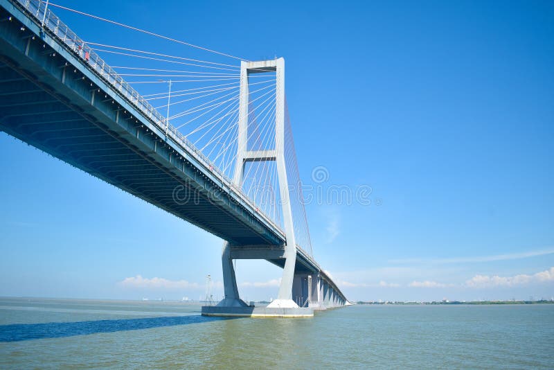 Suramadu Bridge Which Connects Java Island and Madura Island. Stock ...