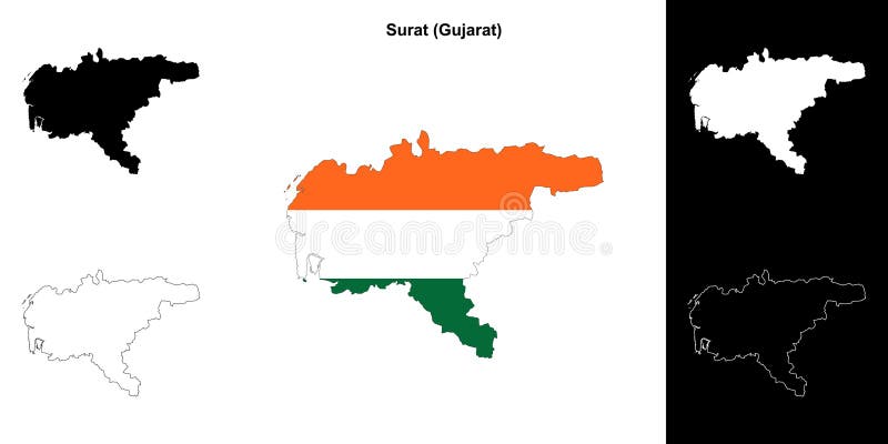 Surat outline map stock vector. Illustration of district - 368826997