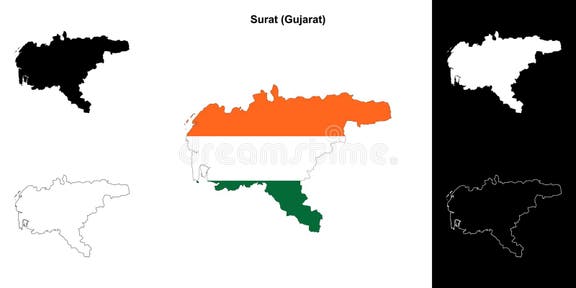 Surat outline map stock vector. Illustration of district - 368826997