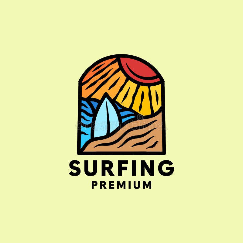 Surf Beach Logo Symbol Design Illustration Vector Icon Emblem Stock ...