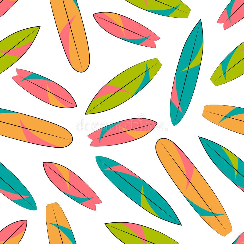 Surf Board Vector Seamless Pattern. Multi-colored Seamless Texture ...