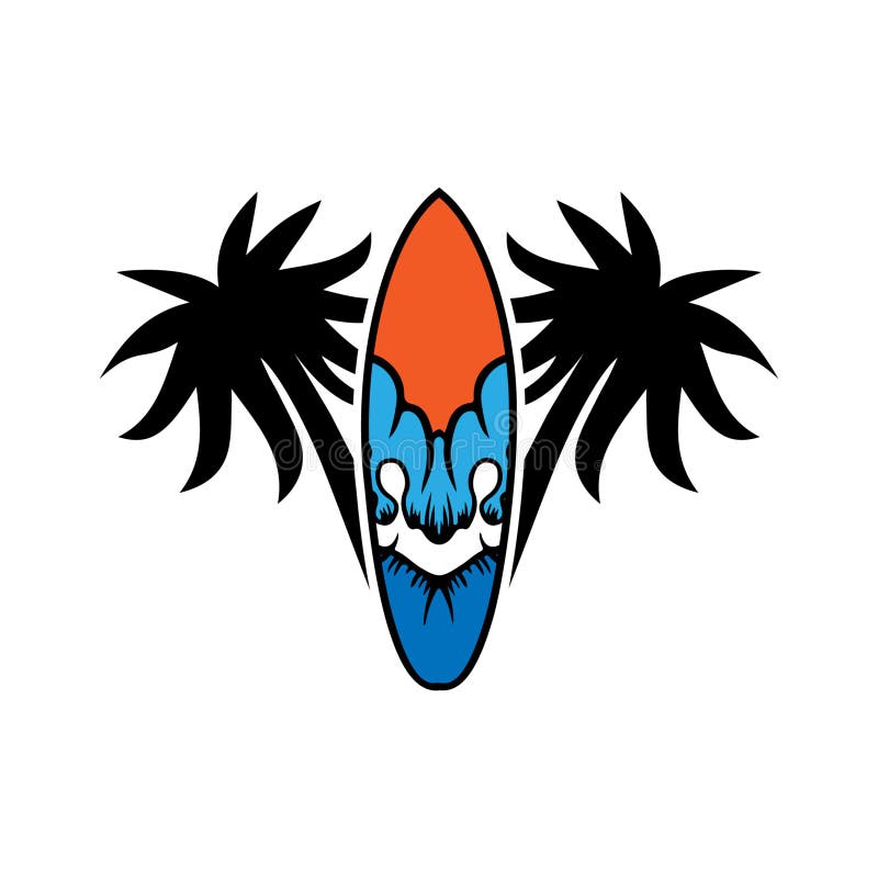 Surf Board and Summer Wave Logo Template Stock Vector - Illustration of ...