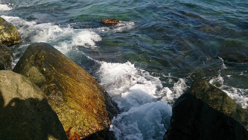 Surf breaking on rocks stock photo. Image of rocas, rompe - 101839038