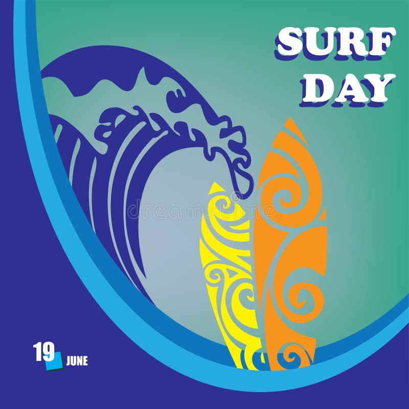 Surf Day stock vector. Illustration of beach, calendar - 221685105