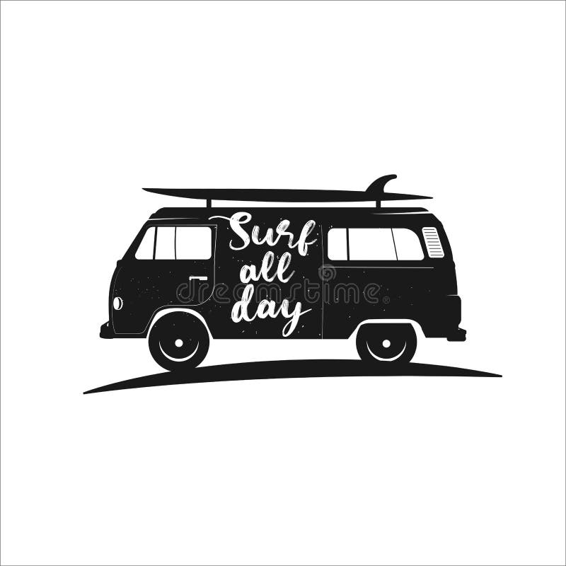 Surf Every Day. the Concept of the Travel by Bus Logo Stock Vector ...
