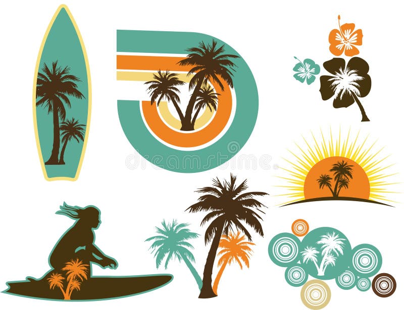 Surf Icons stock vector. Illustration of sunlight, tide - 10709654