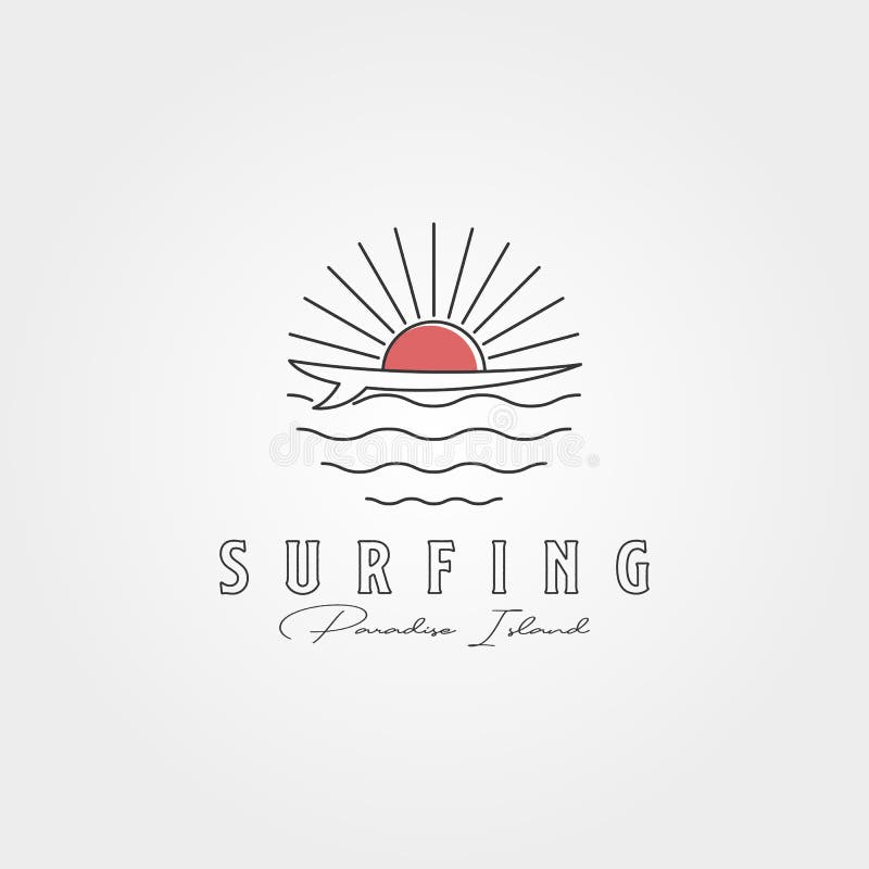 Surf Line Icon Logo Vector Symbol Illustration Design, Surf and Sunset ...