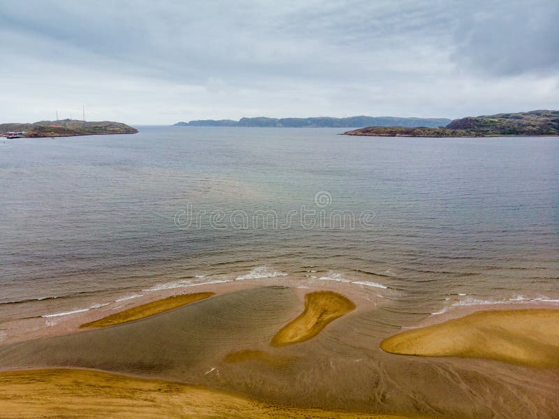 Surf Line on the Sandy Beach of the Barents Sea. Stock Photo - Image of ...