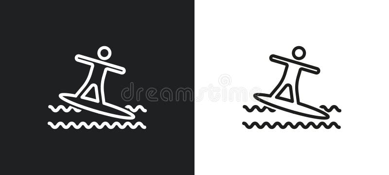 Surf Outline Icon in White and Black Colors. Surf Flat Vector Icon from ...