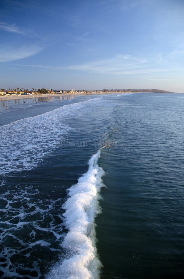 Surf at Pacific Beach Highlighted by Early Sunset Stock Photo - Image ...