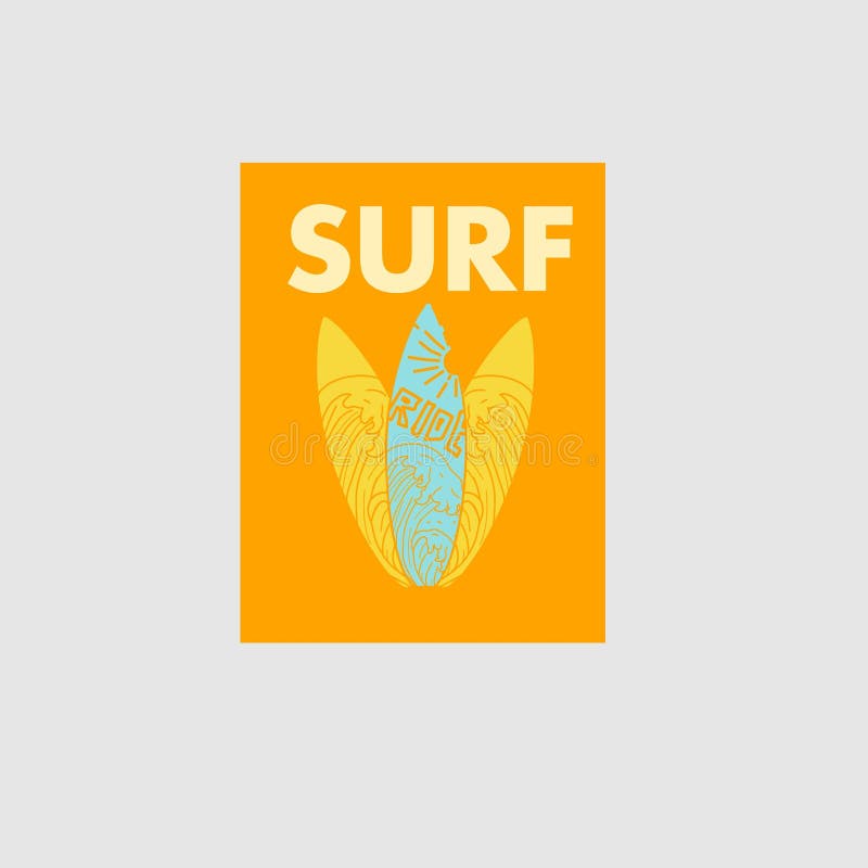Surf Poster Design Retro Surf Board Graphic Stock Vector - Illustration ...
