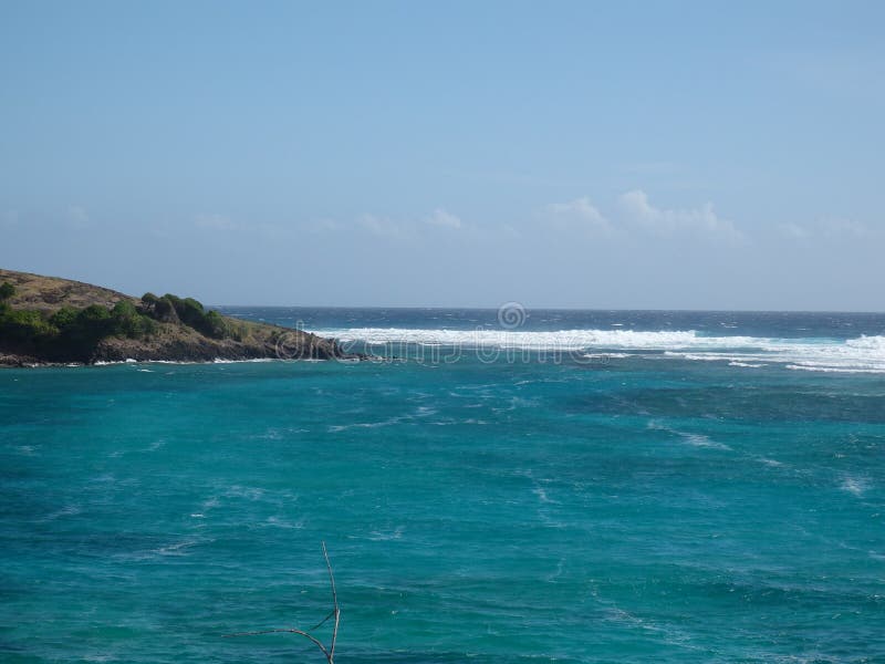 Surf and Reef in Spring Bay on Bequia. Stock Image - Image of windy ...