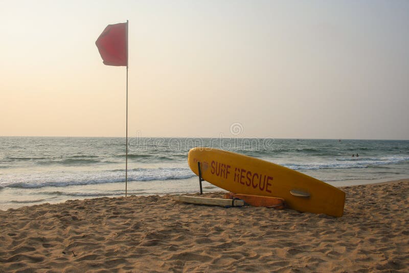 Surf Rescue with with Red Flag Stock Image - Image of vacation, surf ...