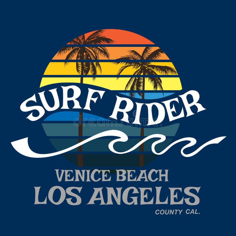 Surf Rider California Typography, T-shirt Graphics, Vector Forma Stock ...