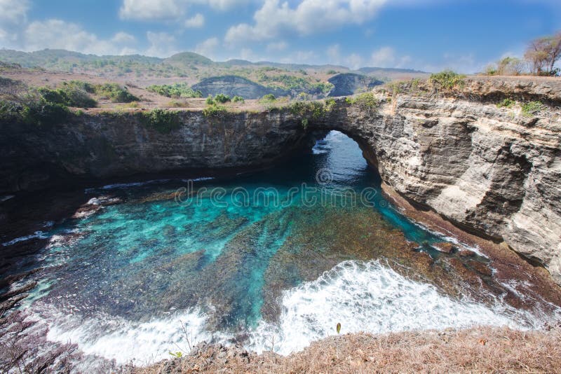 With Surf Rock Bridge, Nusa Penida, Indonesia Stock Photo - Image of ...