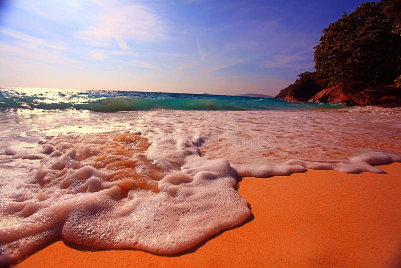 Surf on sandy beach stock image. Image of beauty, natural - 61303235
